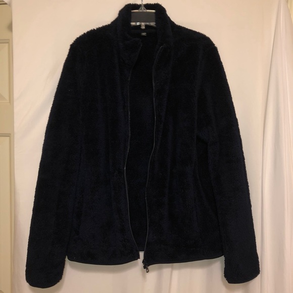 Jackets & Coats | Navy Blue Fuzzy Jacket | Poshmark